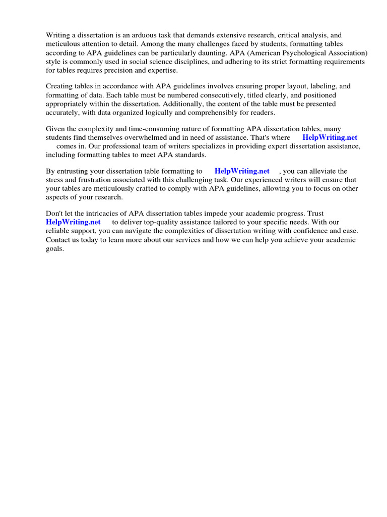 Apa Dissertation Tables | PDF | Apa Style | Citation