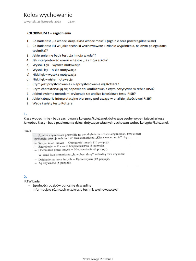 Kolos Wychowanie | PDF