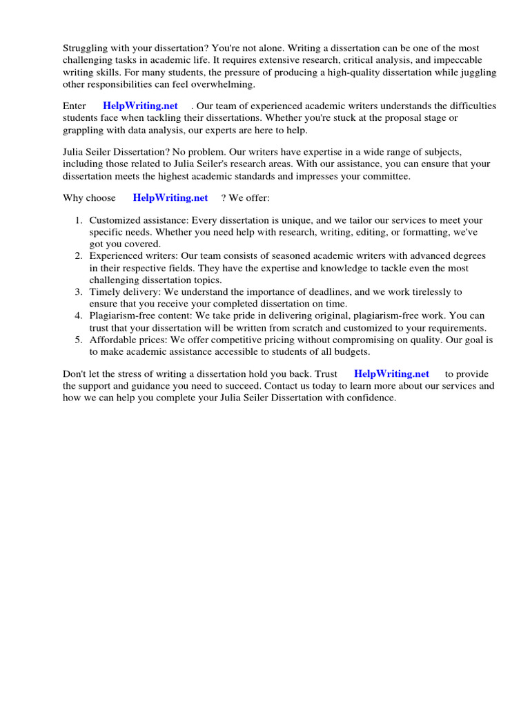 Support for Julia Seiler Dissertations | PDF | Http Cookie | Thesis