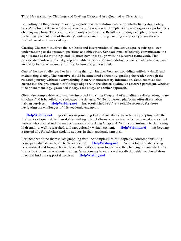 How To Write Chapter 4 of A Qualitative Dissertation | PDF ...