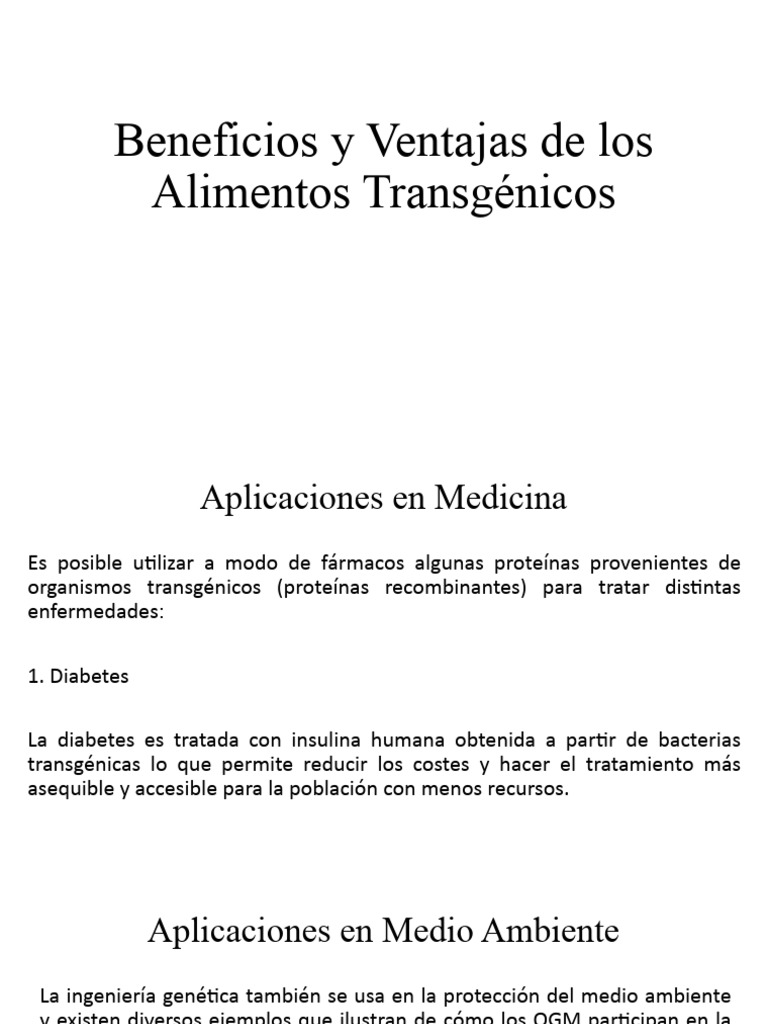 Beneficios y Ventajas de Los Alimentos Transgénicos | PDF | Organismo ...