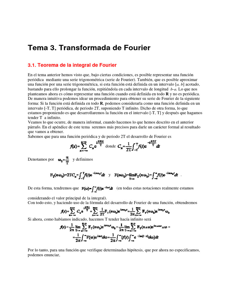Fourier Transform | PDF | Integral | Transformada de Fourier