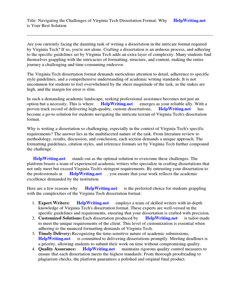 Virginia Tech Dissertation Format | PDF | Thesis | Essays