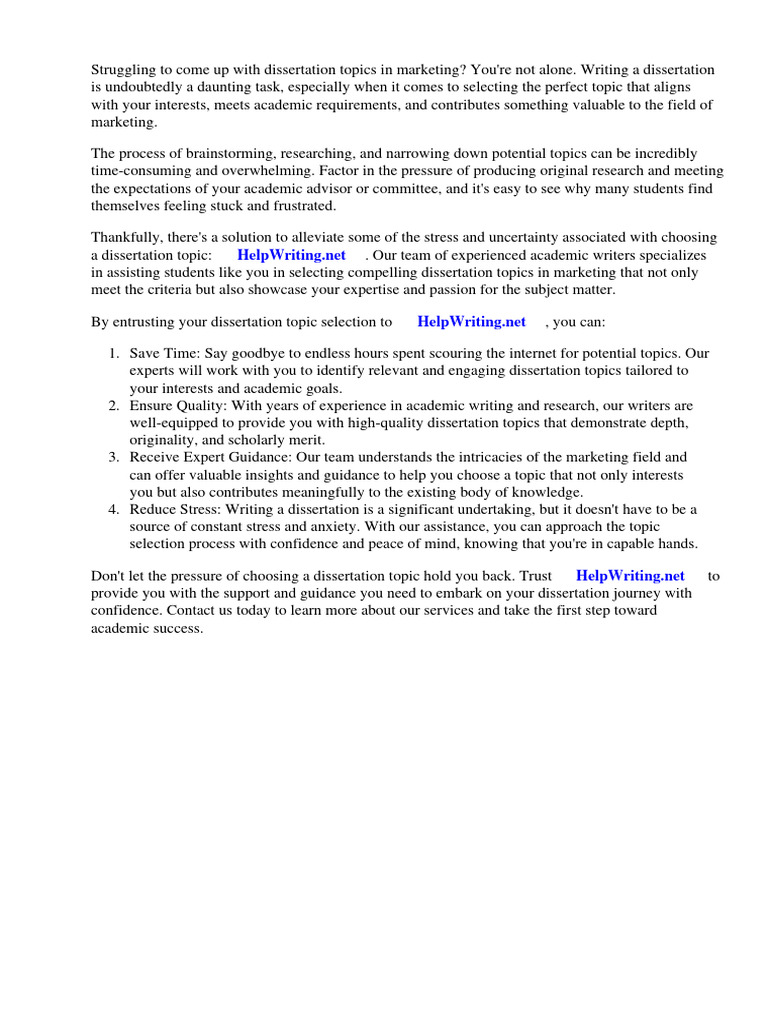 Dissertation Topics in Marketing | PDF | Marketing | Brand