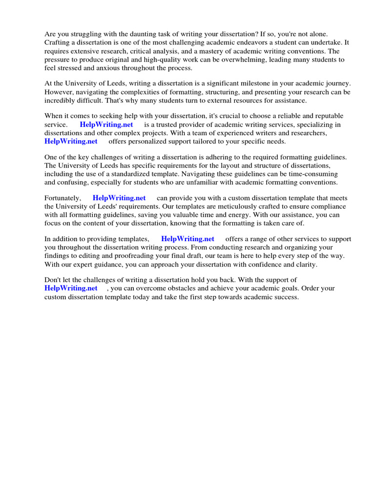 University of Leeds Dissertation Template | PDF | Thesis | Internet