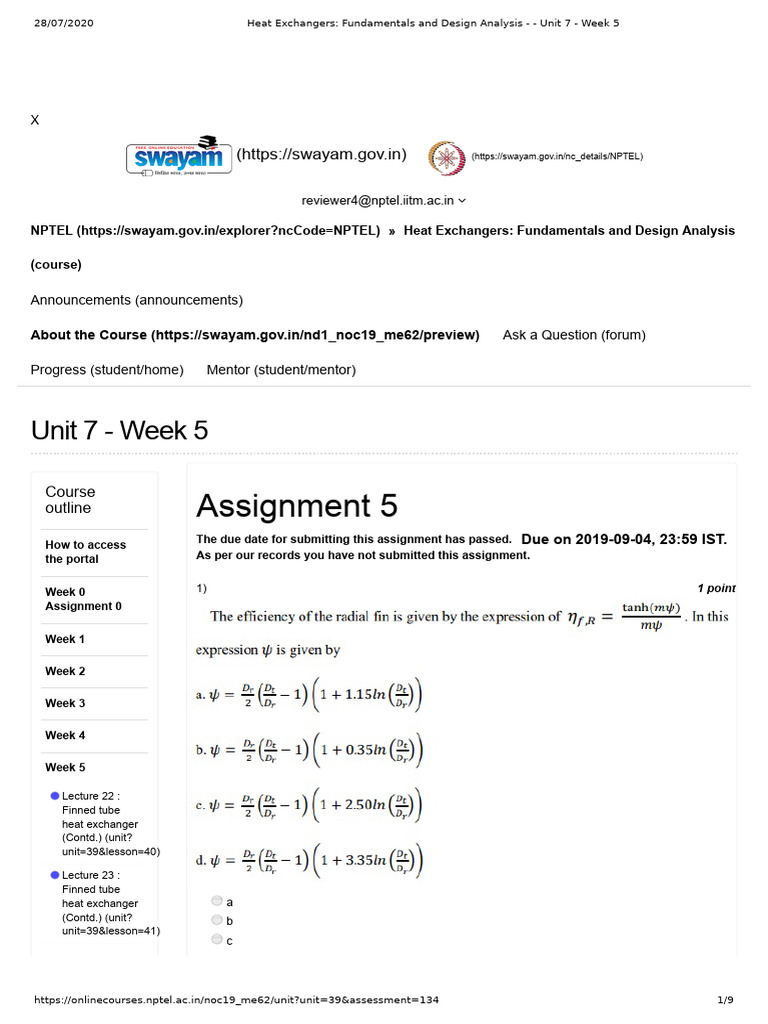 Noc19-Me62 Assignment Week 05 | PDF | Thermodynamics | Continuum Mechanics