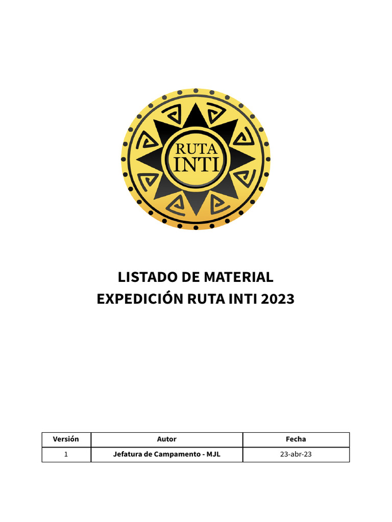 Listado de Material 2023 (V1) | PDF | Mochila | Ropa