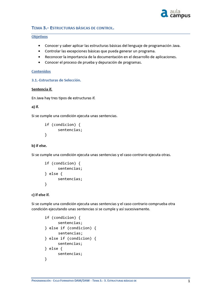 Estructuras de Control en Java | PDF | Programación de computadoras ...