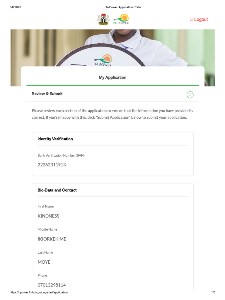 N-Power Application Portal KINDNESS | Download Free PDF | Government ...
