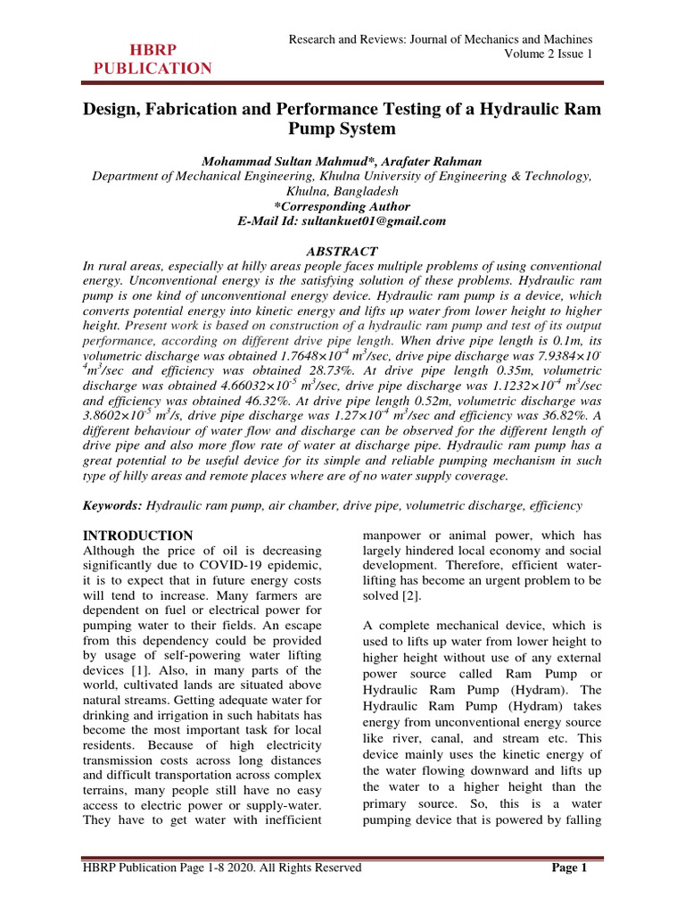 Design, Fabrication and Performance Testing - HBRP Publication | PDF ...