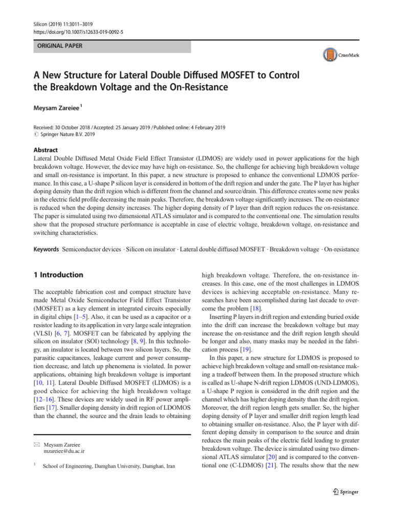 A New Structure For Lateral Double Diffused MOSFET To Control The ...