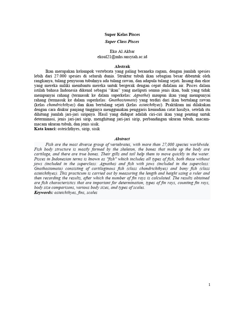 Laporan Pisces (Osteichthyes | PDF | Griya & Taman | Kesehatan Holistik