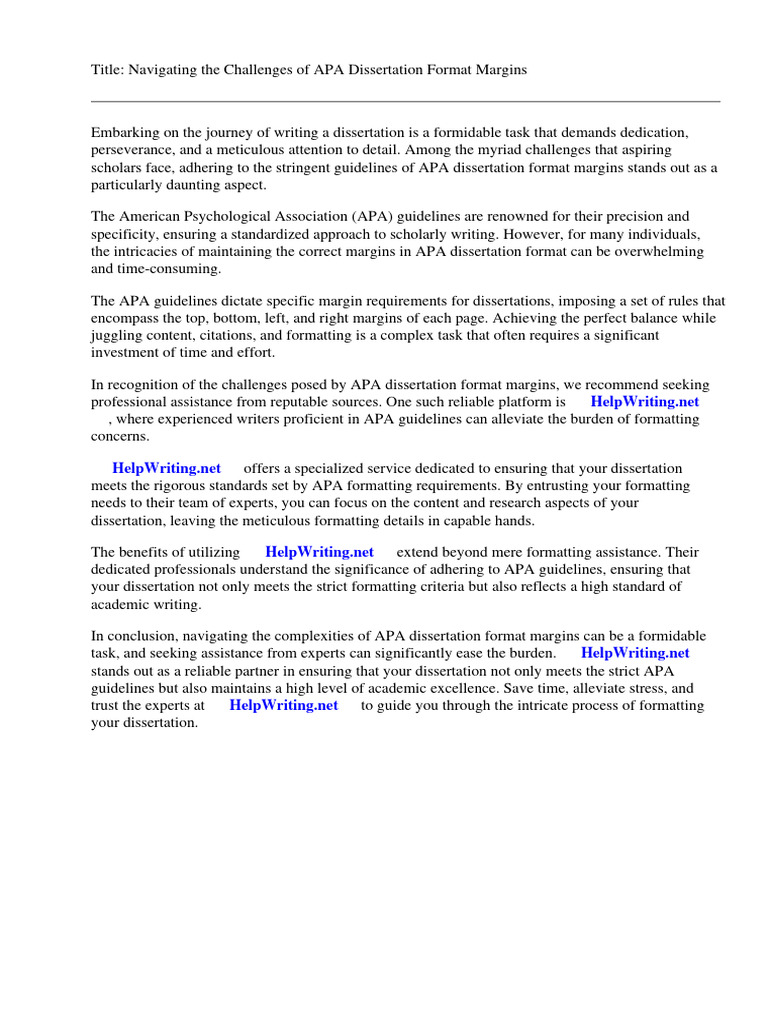 Apa Dissertation Format Margins Pdf Apa Style Thesis