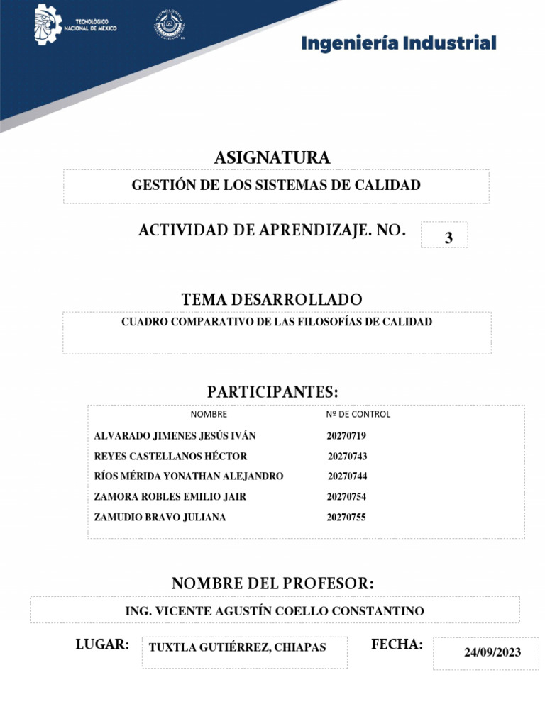 Cuadro Comparativo. Equipo 1 | PDF | Calidad (comercial) | Liderazgo