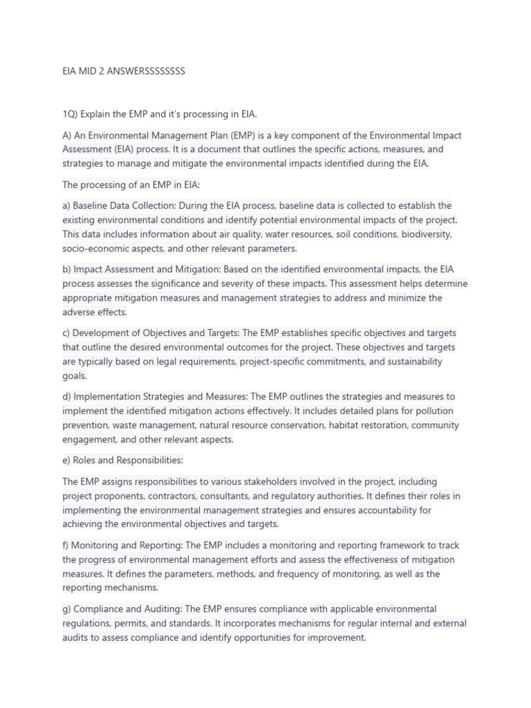 Eia Mid Answersssss | PDF | Environmental Impact Assessment | Waste Management