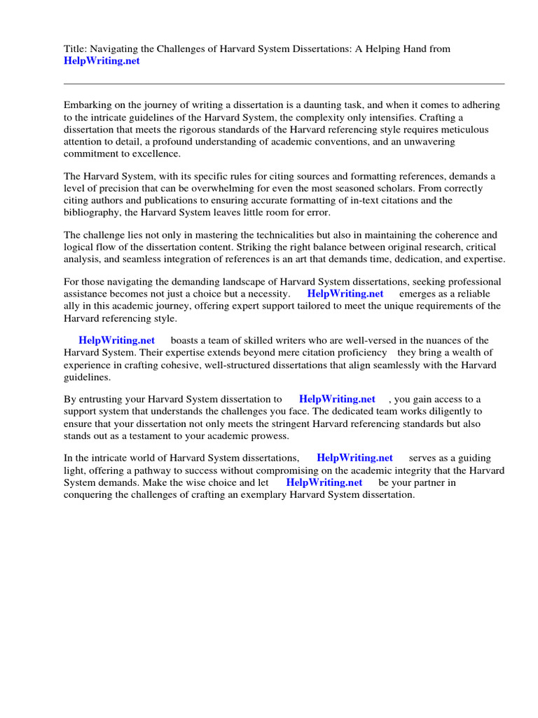 Harvard System Dissertation | PDF | Citation | Writing