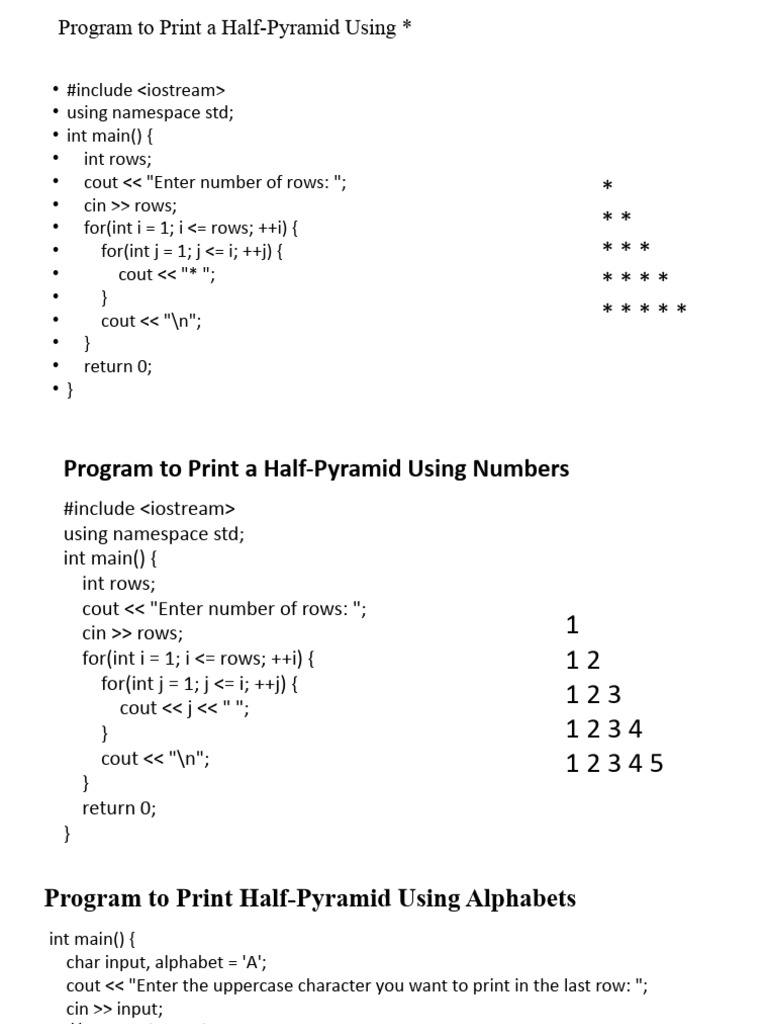 Nested Loops For Shapes | PDF | Namespace | Computer Programming