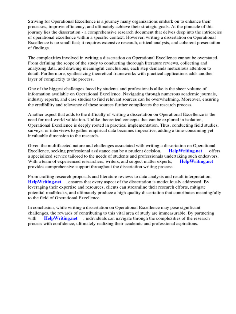 Operational Excellence Dissertation | PDF | Six Sigma | Lean Manufacturing Operational Excellence Dissertation | PDF | Six Sigma | Lean Manufacturing