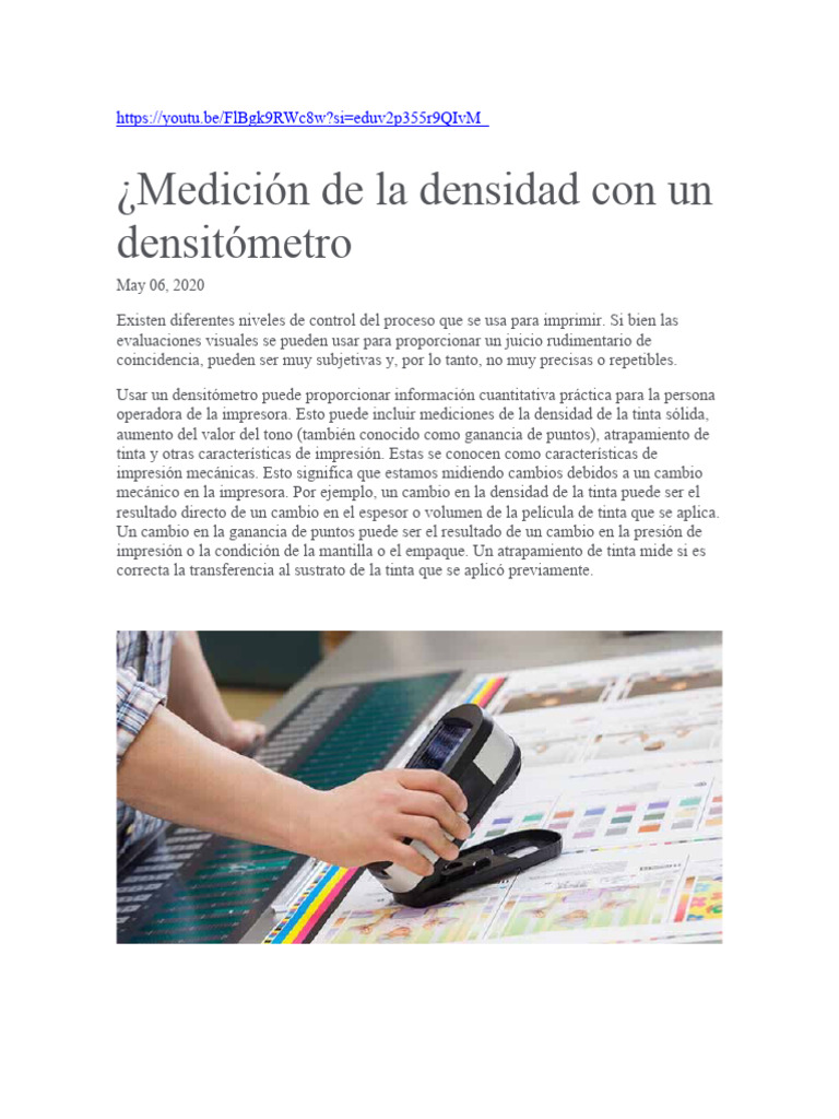 Medición de La Densidad Con Un Densitómetro | PDF | Color | Impresora ...