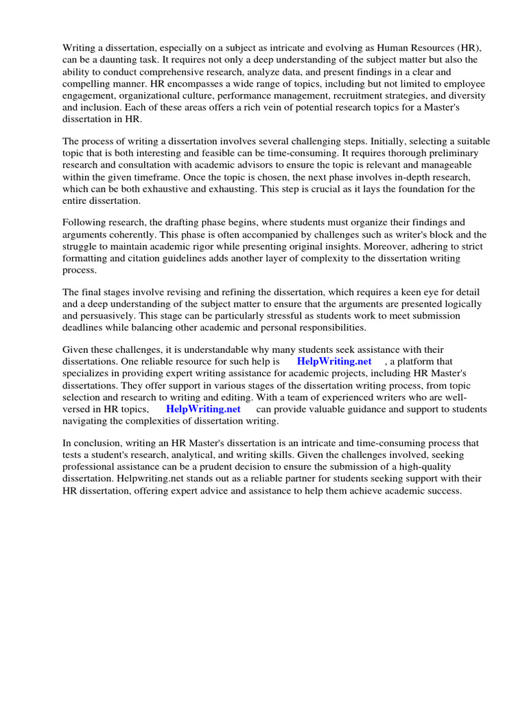 HR Masters Dissertation Topics | PDF | Human Resource Management ...