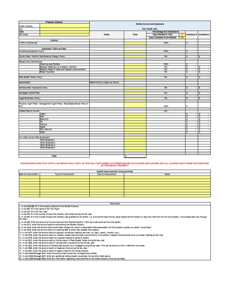 Schedule E - Rental Property CLG | PDF | Renting | Expense