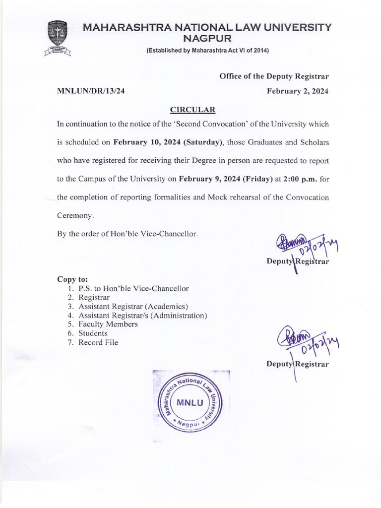 Circular - Second Convocation | PDF