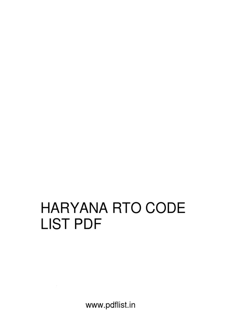 Haryana Rto Codes List 2021 | PDF