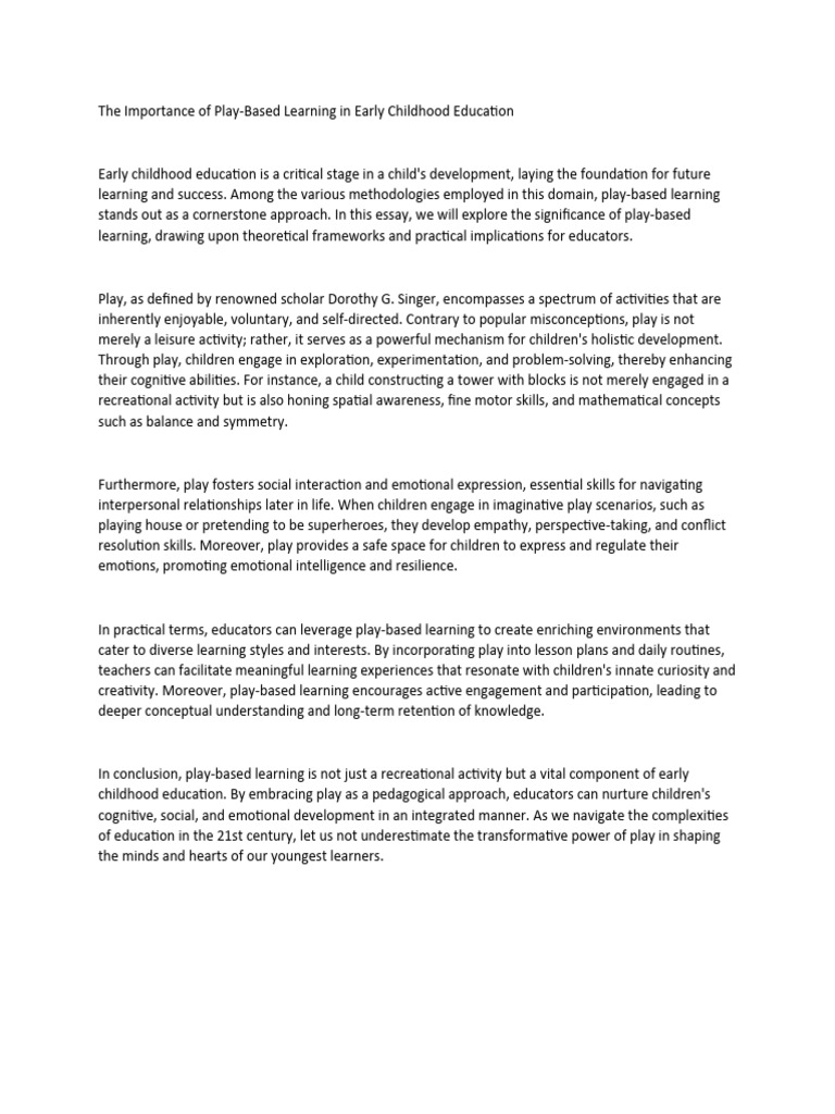 The Importance of Play | PDF | Learning | Liberal Arts Education