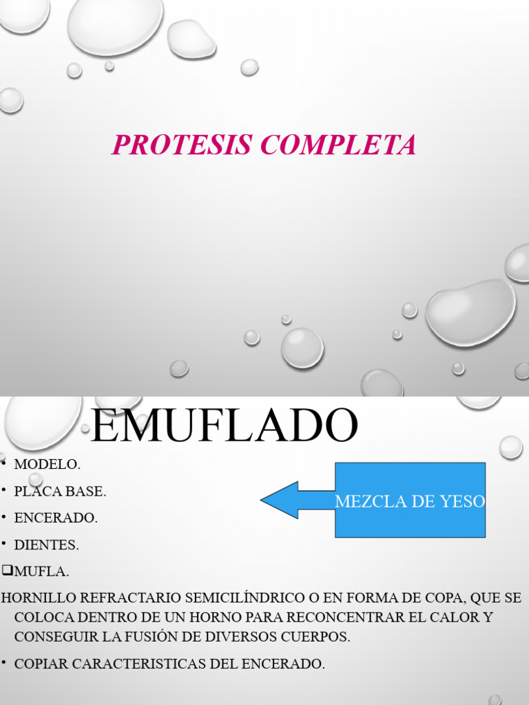 Proceso de Enmuclado en Prótesis Completa | PDF | Yeso | Hirviendo