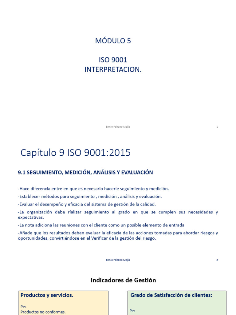 Interpretación ISO 9001:2015 Capítulo 9 | PDF | Auditoría | Business
