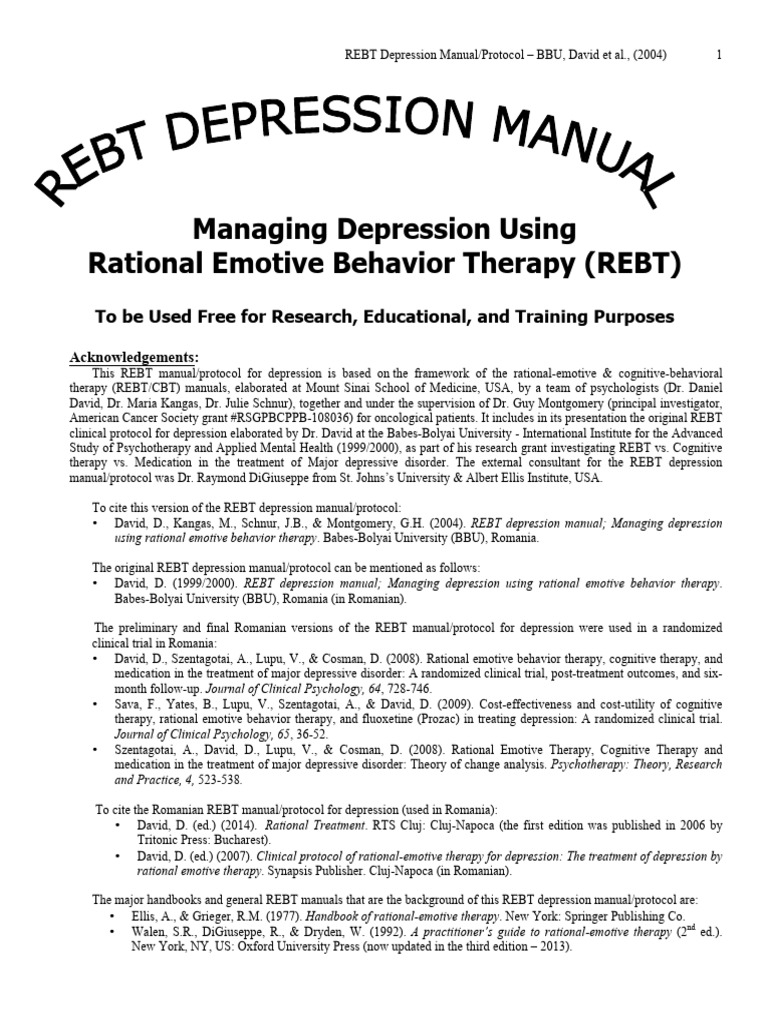 Rebt Depression Manual | Download Free PDF | Rational Emotive Behavior ...
