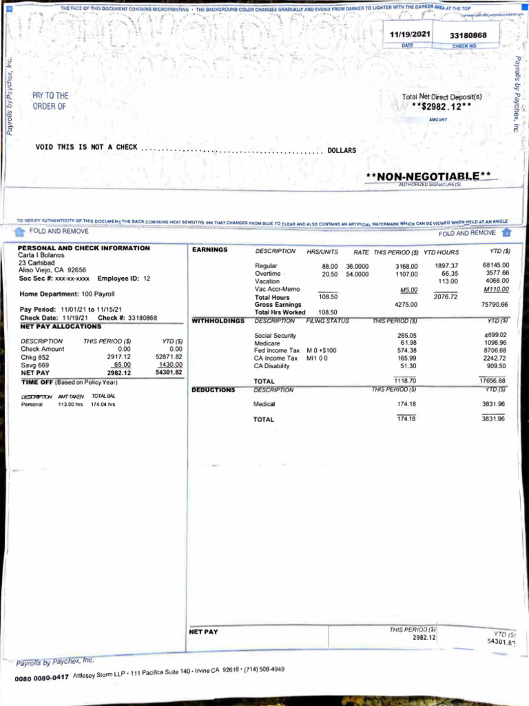 Paystub Paychex | Download Free PDF | Payroll Tax | Government Finances