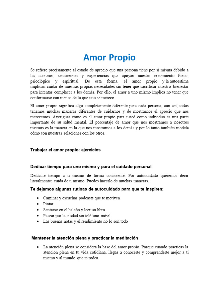 Amor Propio | PDF | Autoestima | Amor