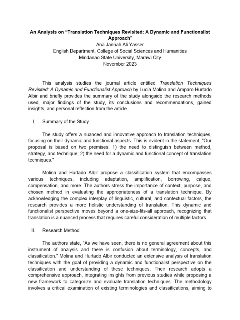 An Analysis On An Analysis On