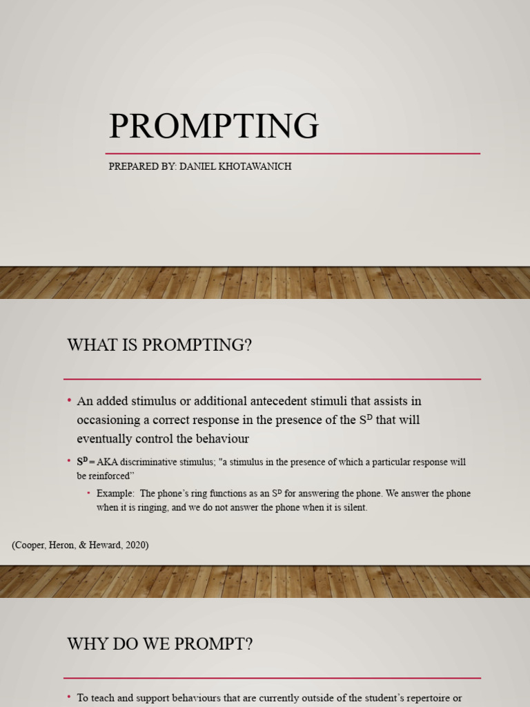 Prompting Presentation | PDF | Learning | Behavior