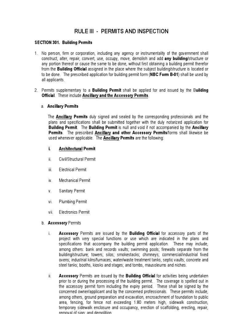 Rule III Permits&Inspection | PDF