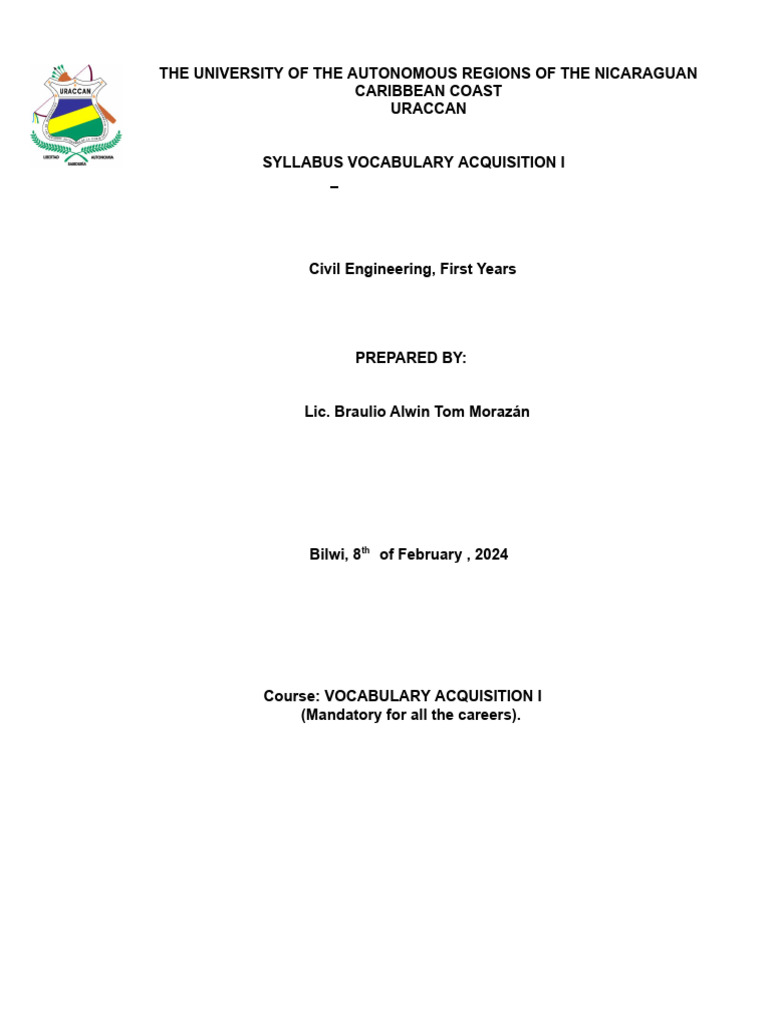 Syllabus Vocabulary I, Ing. Civil I Año, 2024 | PDF | Grammar | Syntax