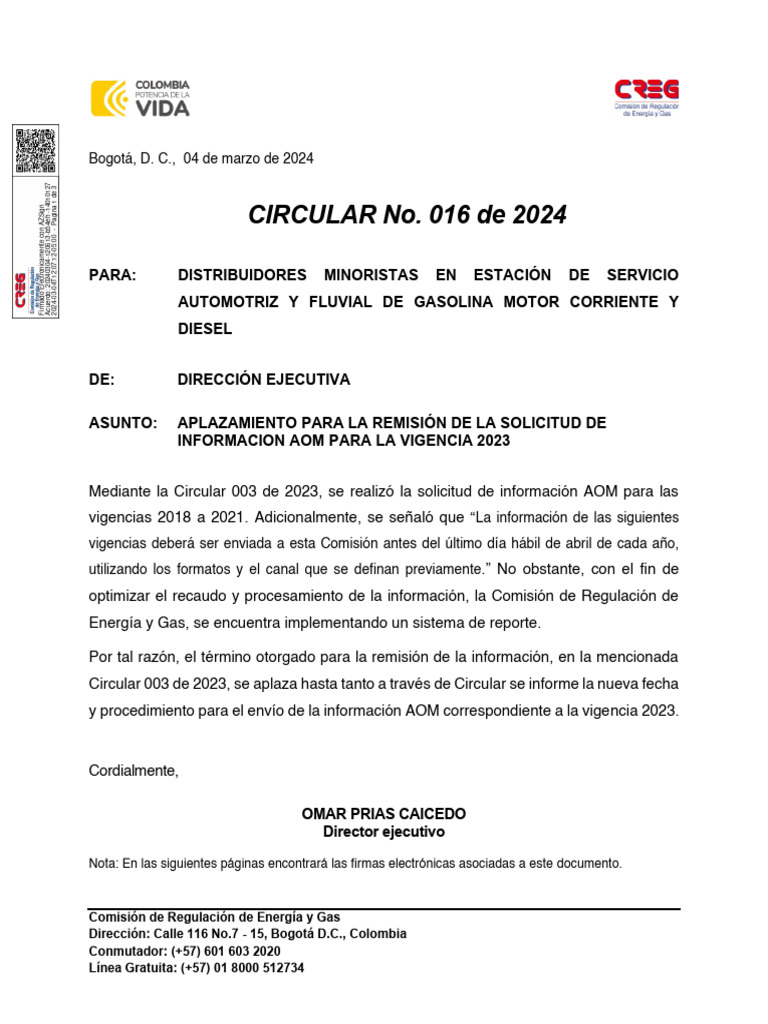 Circular CREG 016 2024-1 | PDF | Finanzas y dinero