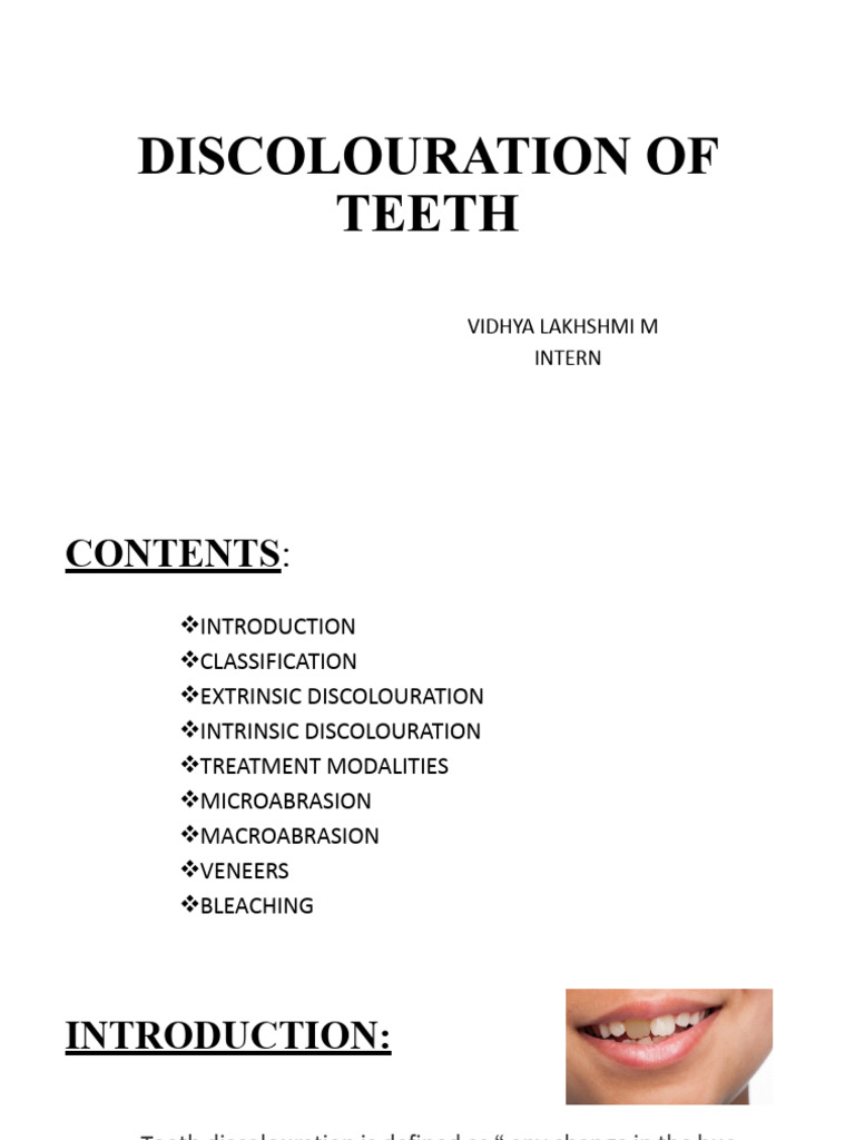 Discolouration of Teeth | PDF | Human Tooth | Tooth Enamel