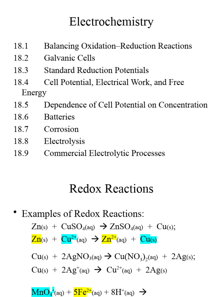 Electrochemistry | PDF | Redox | Electrochemistry