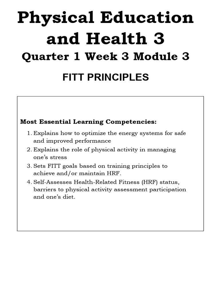 Physical Education and Health 3: Quarter 1 Week 3 Module 3 | PDF | Strength Training | Physical ...
