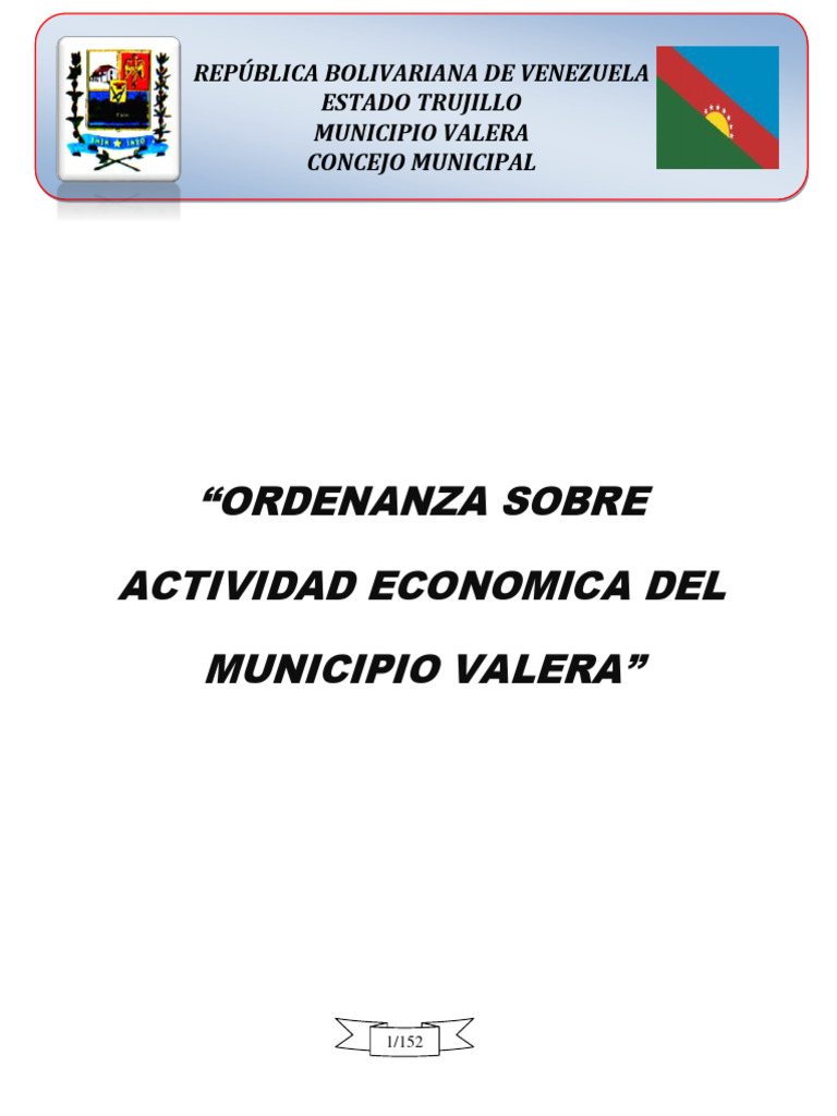 Ordenanza Impuesto A La Actividad Económica Municipio Valera | PDF | Impuestos | Contribuyente