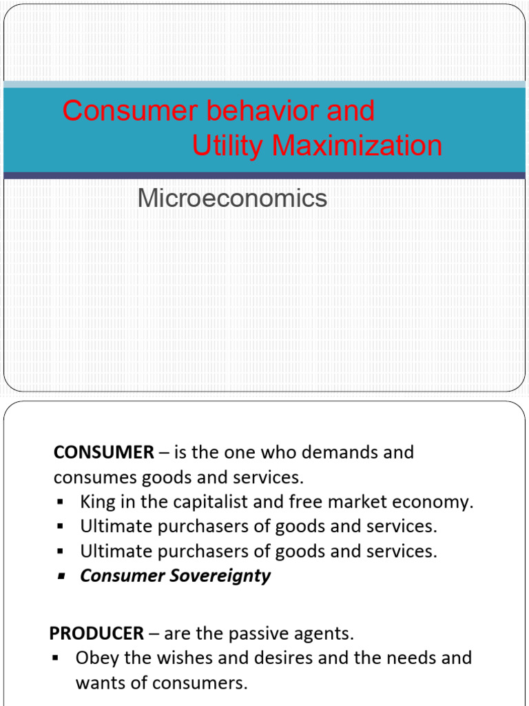 Consumer Behavior And Utility Maximization Pdf Utility Goods