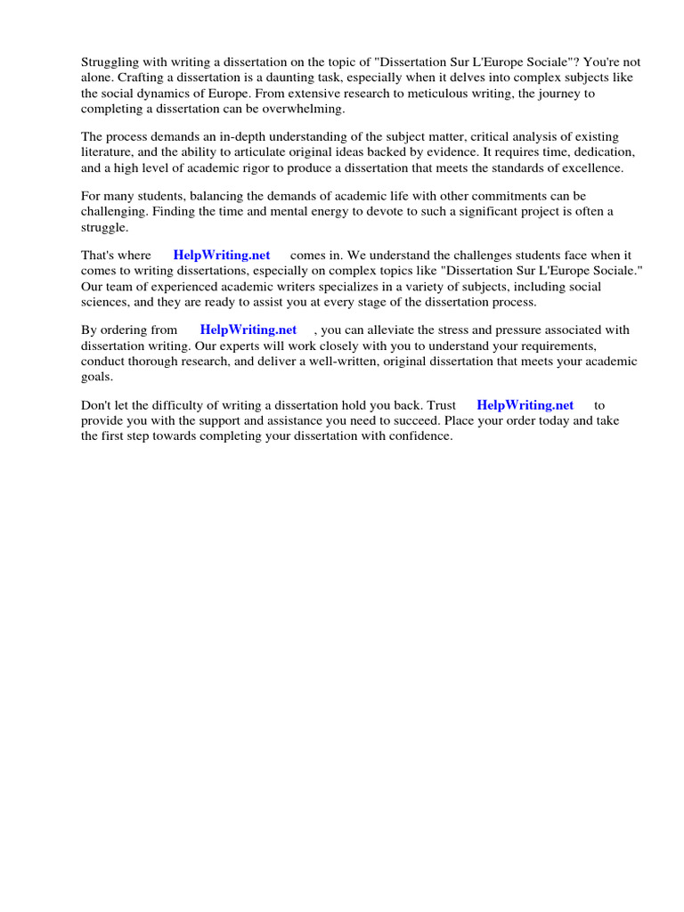 Dissertation Sur Leurope Sociale | PDF | Thesis | Refinancing