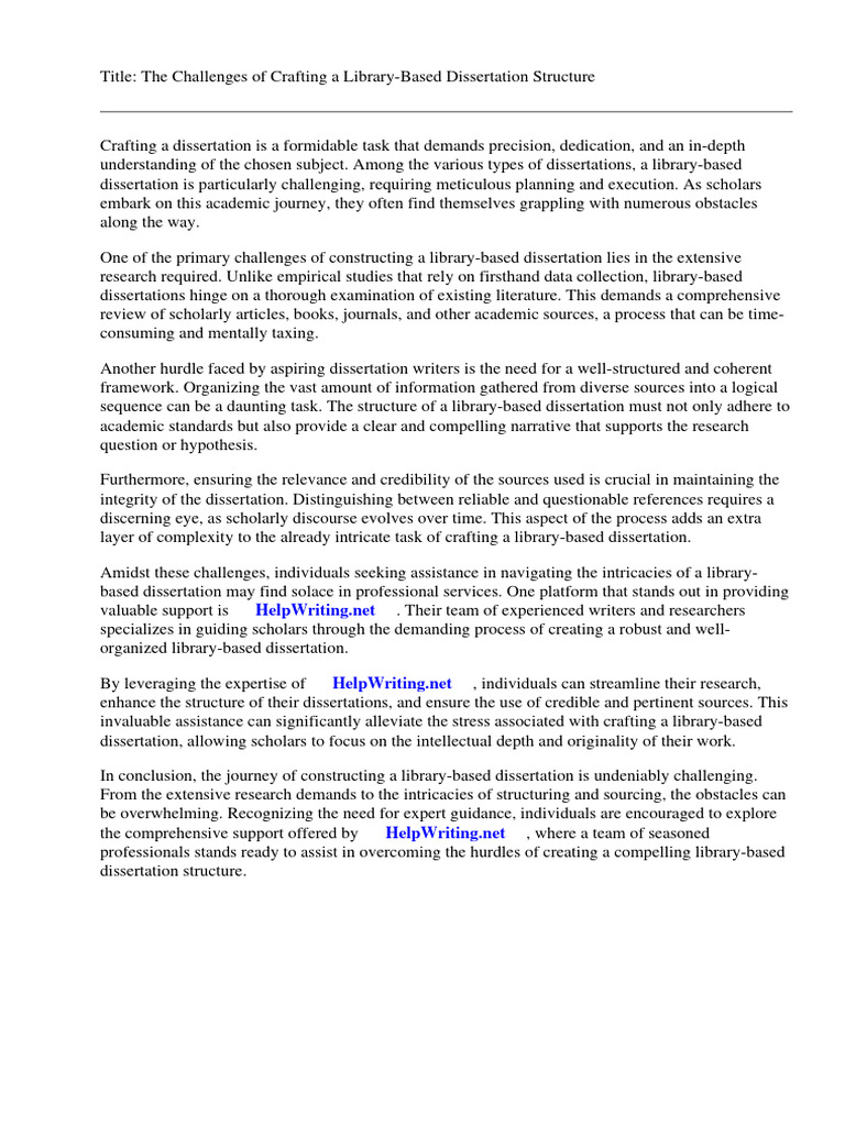 Library Based Dissertation Structure | PDF | Qualitative Research | Data