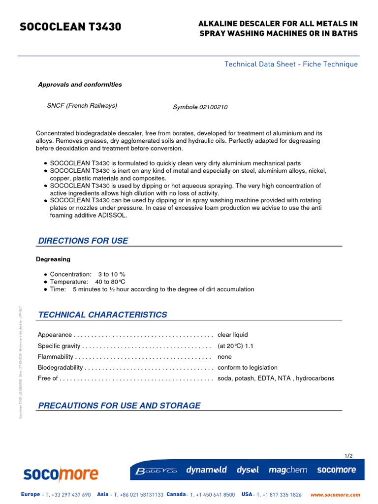 Socomore Sococlean-T3430 en | PDF | Aluminium | Industrial Processes
