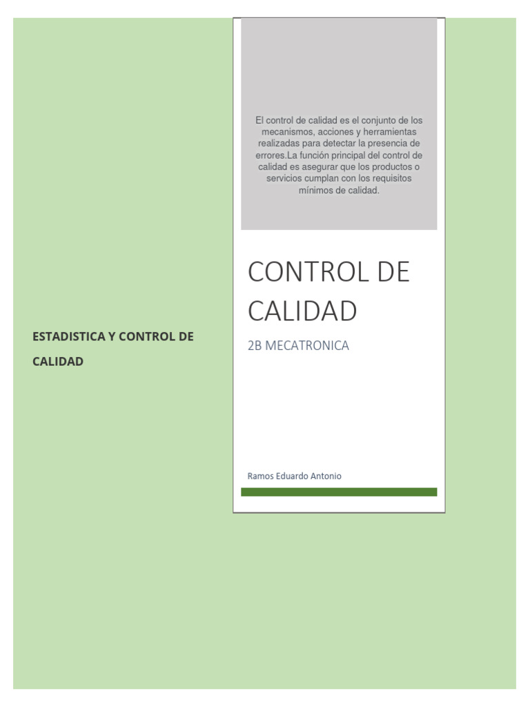 Control De Calidad Pdf Calidad Comercial Six Sigma