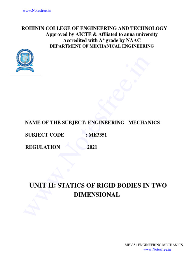ME3351 - Engineering Mechanics - 03 - by WWW - Notesfree.in | PDF ...