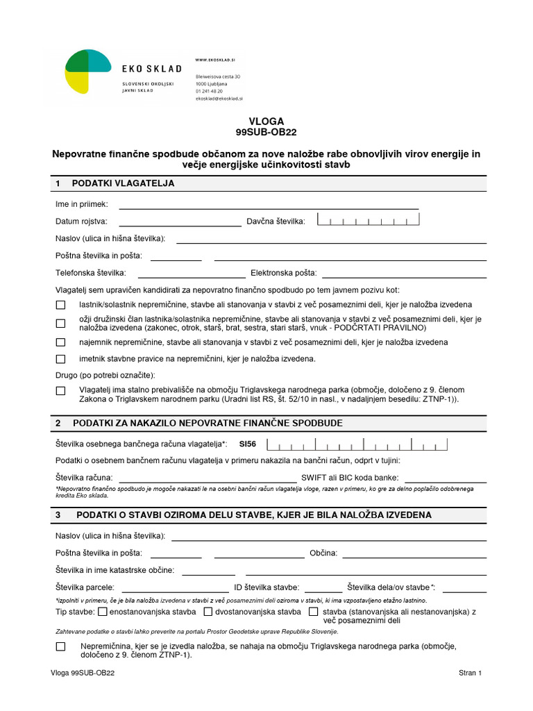 Eko-Sklad 99SUB-OB22 VLOGA-r I | PDF