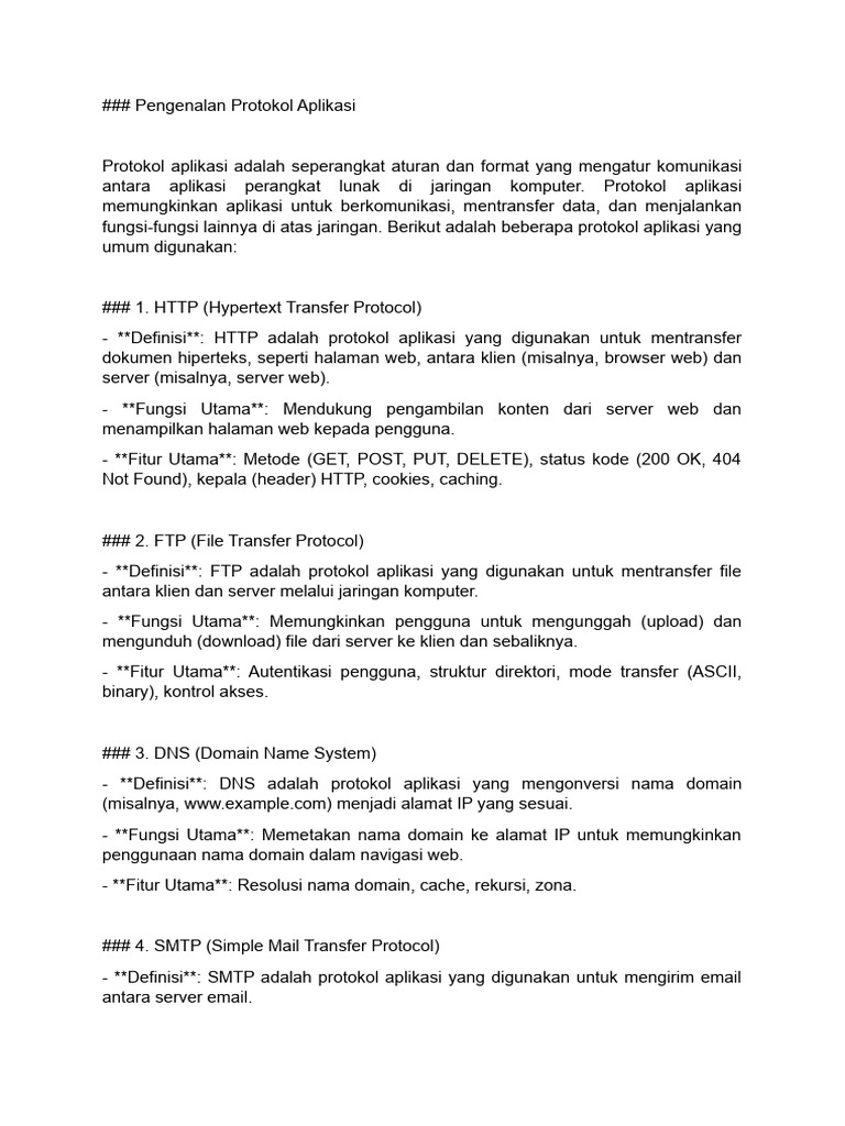 Protokol Aplikasi untuk Komunikasi Jaringan | PDF